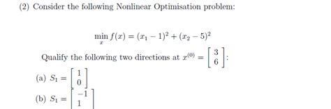 Solved 2 Consider The Following Nonlinear Optimisation