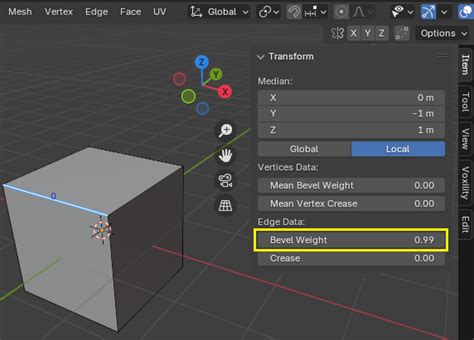 Scripting How Can I Get An Edge S Bevel Weight Attribute Value Via Python Blender Stack
