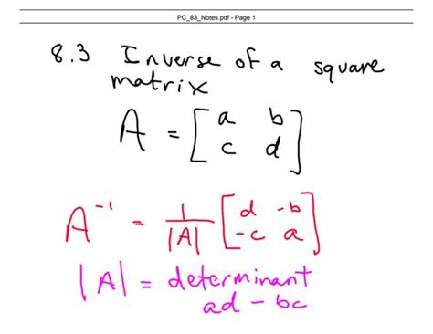 Pc 83 Notes Inverse Matrices Pdf