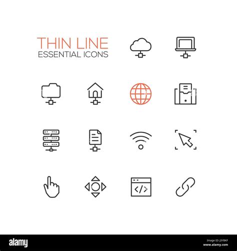 Network Data Modern Vector Single Thin Line Icons Set Stock Vector