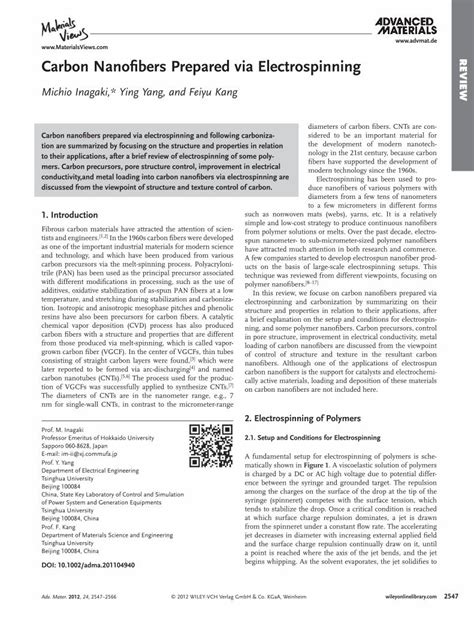 Pdf Carbon Nanofibers Prepared Via Electrospinning Dokumentips
