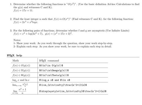 Solved 1 Determine Whether The Following Functions Is O X