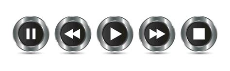 Play Pause Next Previous And Stop Button Set Multimedia Player Icon