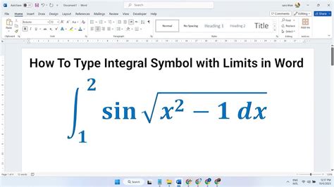 How To Type Integral Symbol With Limits In Word Words Integral