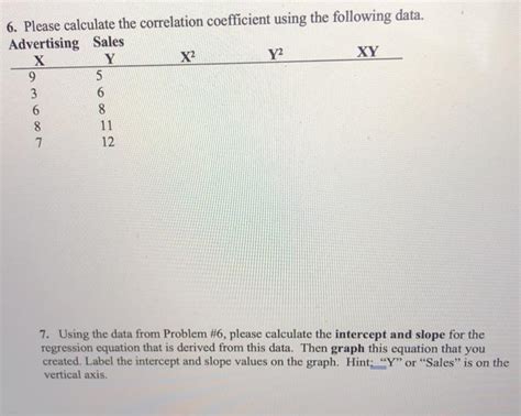 solved 6 please calculate the correlation coefficient using