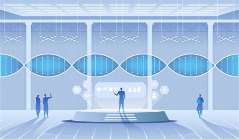 과학 실험실 실험실에서 연구를 수행하는 과학자 남성과 여성 Dna 분자 벡터 일러스트 레이 션 Dna에 대한 스톡 벡터 아트 및 기타 이미지 Istock