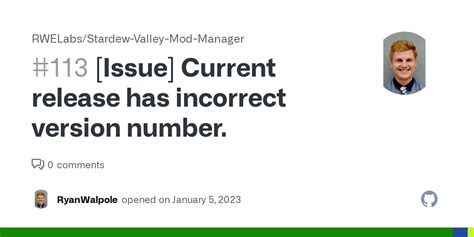 [issue] current release has incorrect version number · issue 113