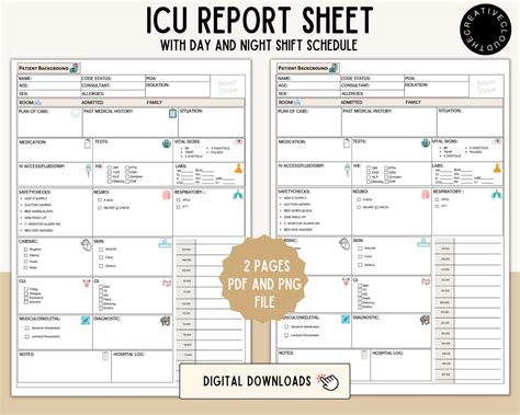Icu Report Sheet Icu Nurse Report Sheet Nurse Report Sheet Med Surg Report Sheet Icu