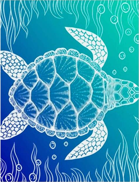 5d Diamond Art Sea Turtle Line Art Style Hand