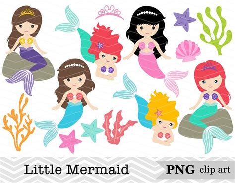 22 Digital Little Mermaid Clip Art Little Mermaid Clipart Girls