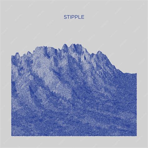 Dotwork 스타일의 산의 벡터 풍경입니다 스티플 일러스트 디자인 오래 된 레트로 도트 질감 Vi 프리미엄 벡터