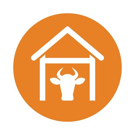 premium vector cow living place icon rounded orange color