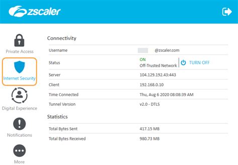 Viewing Information About Internet Security On Zscaler Client Connector Zscaler