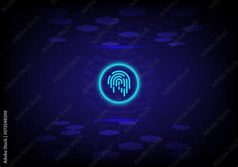 Cyber Security Concept Electronic Fingerprint With The Binary Number And Earth On Futuristic