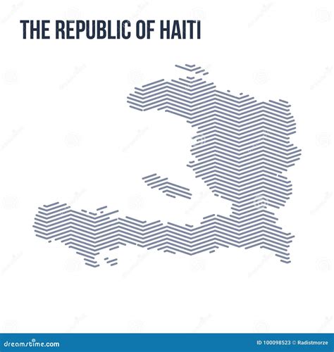 Vector Abstract Hatched Map Of The Republic Of Haiti With Zig Zag Lines Isolated On A White