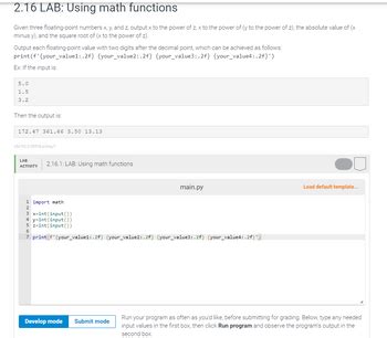 Answered Given Three Floating Point Numbers X Y And Z Output X To The Power Of Z X To The