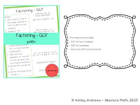 Factoring Gcf Poster Teaching Resources