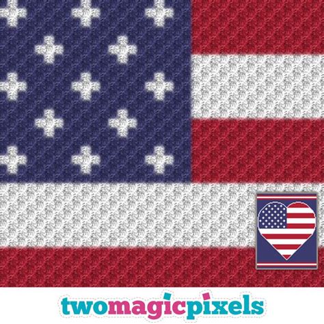 usa heart c2c graph sc graph cross stitch graph by two magic pixels