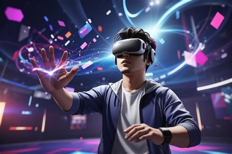Premium Ai Image Asian Man Playing Vr Virtual Reality Exercise Game