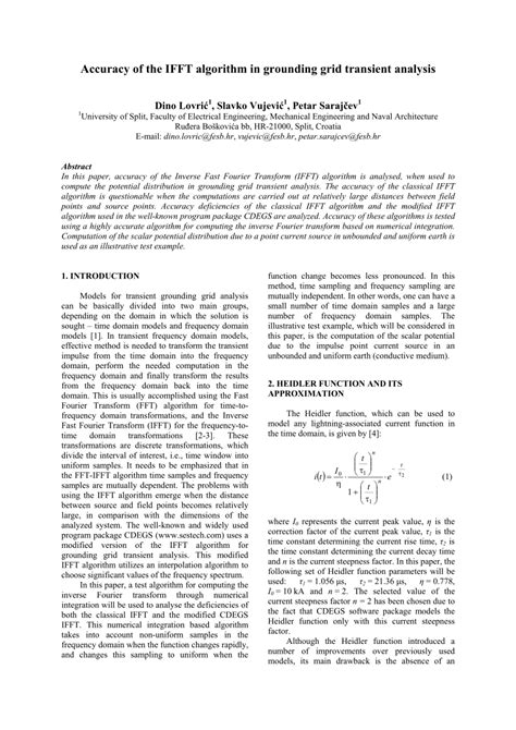 Pdf Accuracy Of The Inverse Fast Fourier Transform Algorithm In