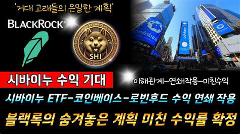 시바이누 코인 블랙록과 고래들의 숨겨진 계획과 수익의 연쇄작용 Youtube