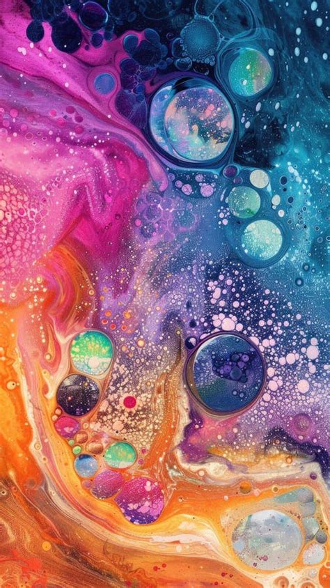 Vibrant Abstract Background Featuring Fusion Of Colors And Bubbles Creating Mesmerizing Visual
