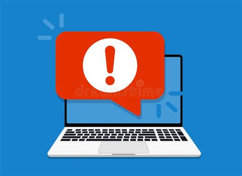 Laptop With Alert Message Notification Vector Illustration Icon Stock