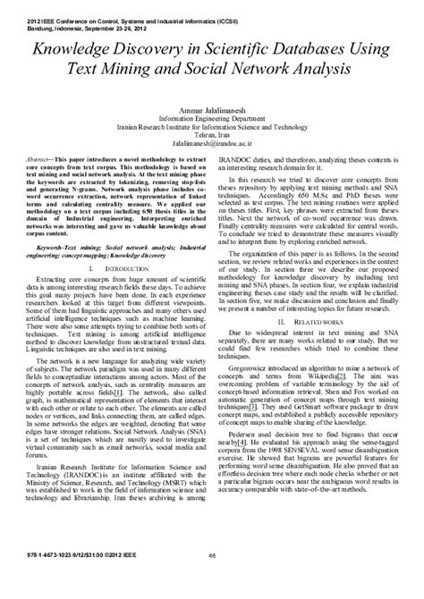 Pdf Knowledge Discovery In Scientific Databases Using Text Mining And Social Network Analysis