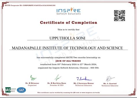 Upputholla Soni On Linkedin Internship Aicte Jackofalltrades Learningandgrowth