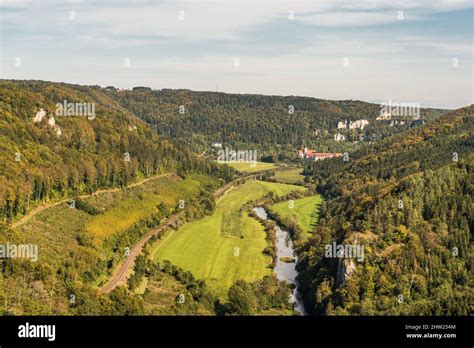 View From The Knopfmacherfelsen Lookout To Danube Valley And The Beuron Monastery Upper Danube