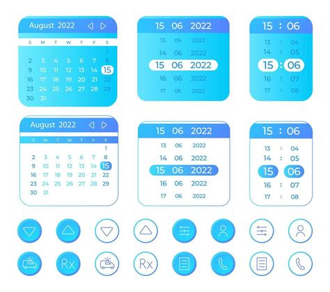 Online Medicine Calendar Ui Elements Kit Telehealth Isolated Vector Components Flat