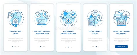 Energy Efficiency At Work Blue Onboarding Mobile App Screen Stock