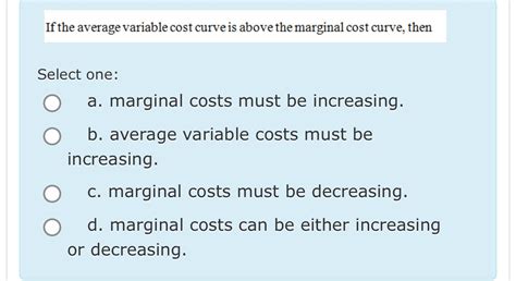Solved If The Average Variable Cost Curve Is Above The
