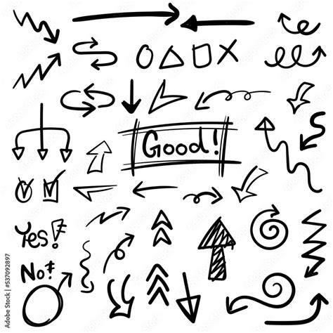 Стоковий вектор 손으로 그린 화살표 낙서 장식 세트 일러스트 Adobe Stock