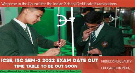 ICSE ISC Semester Exams Details Exam Date Out Time Table