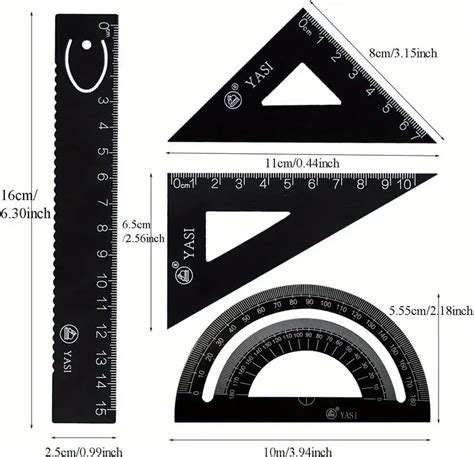 Math Geometry Tool Steel Scale Ruler Set Triangular Ruler Temu
