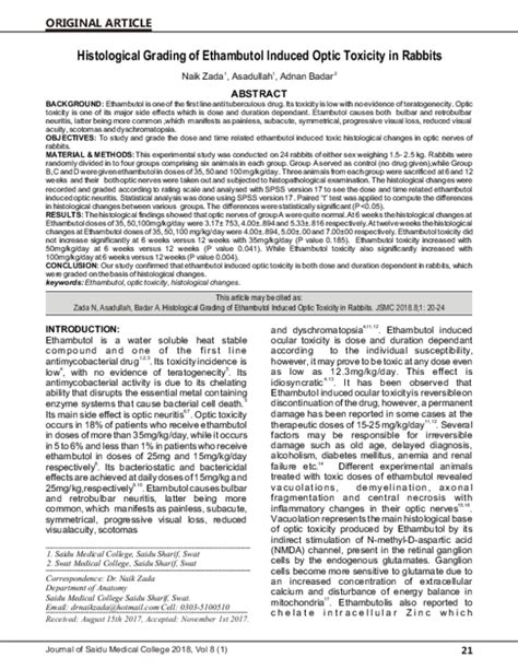 Pdf Histological Grading Of Ethambutol Induced Optic Toxicity In Rabbits Naik Zada