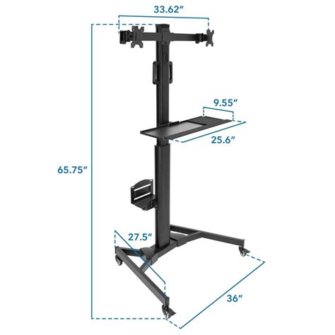 Mobile Pc Workstation For Dual Monitors Mi 7986 Mount It