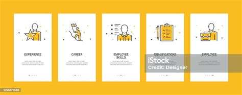 플랫 아이콘이 있는 모바일 앱 페이지 화면을 채용 개념으로 채용합니다 Ux Ui 디자인 템플릿 벡터 일러스트레이션 0명에 대한 스톡 벡터 아트 및 기타 이미지 Istock