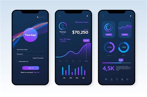 Free Vector Gradient Dark Mode App Template