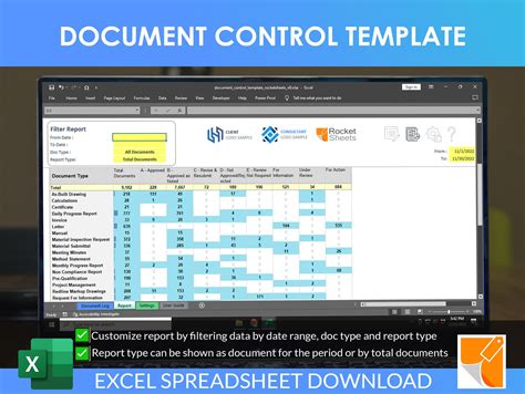 Document Control Template Project Management Spreadsheet Instant Download Etsy