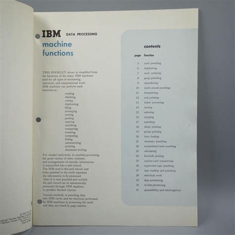 Vintage 1957 Ibm Punch Card Machine Functions Booklet For Data