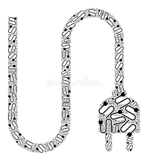 electrical cord recursion icon collage of self icons stock vector