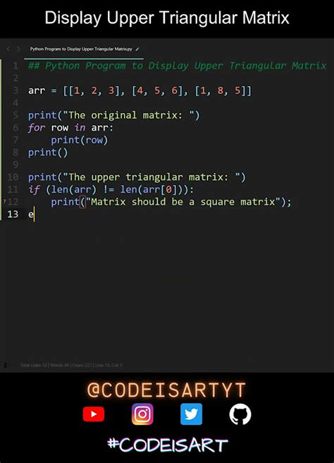 Display Upper Triangular Matrix In Python Python Examples Python