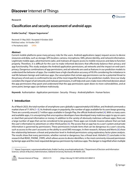 Pdf Classification And Security Assessment Of Android Apps