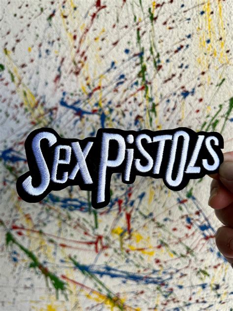 Free Shipping Sex Pistol Black White Scrolled Lettering Iron Etsy