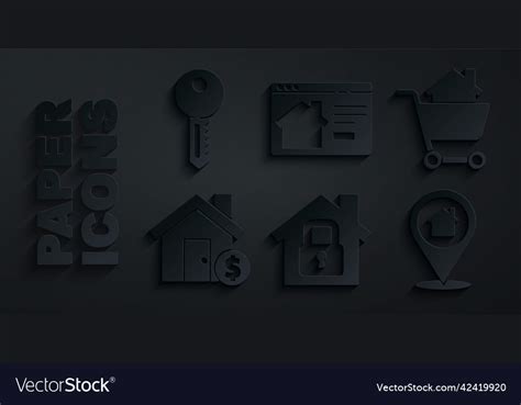 Set House Under Protection Shopping Cart Vector Image