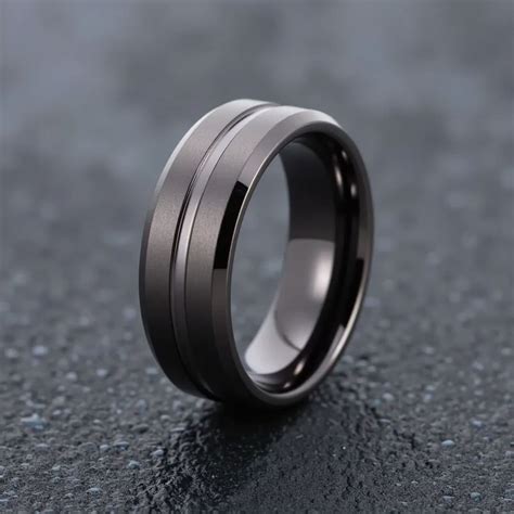 Mens Wedding Ring Engagement Ring In Gunmetal Grey Stealth