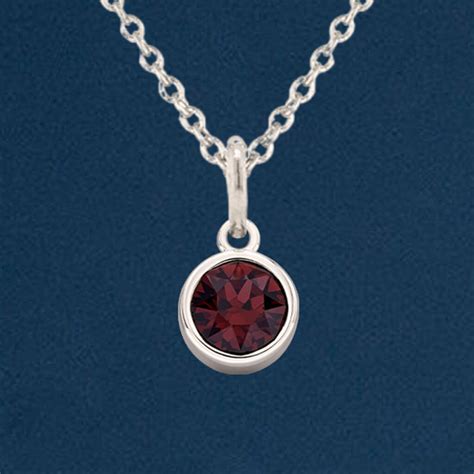 Personalised Sterling Silver January Garnet Birthstone Necklace By