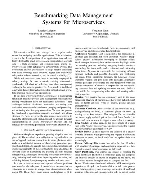 Pdf Benchmarking Data Management Systems For Microservices